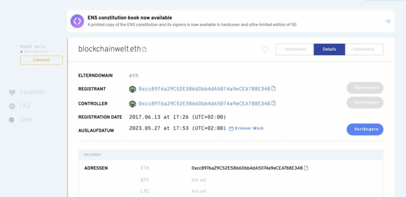 ENS-Domains – Was ist das und wie bekommt man eine?
